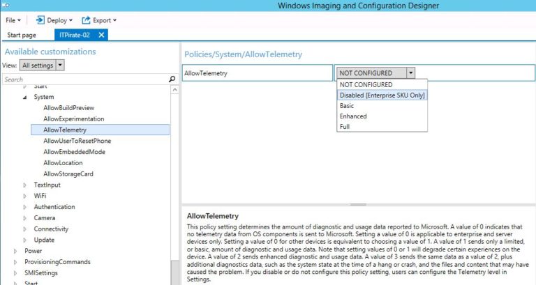 Windows 10 – Manage or disable Telemetry – IT-Pirate