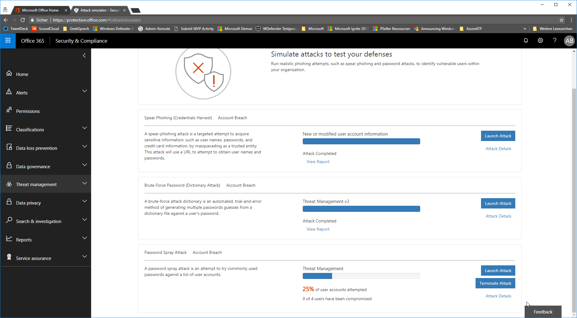 Attack Simulator for Office 365 Threat Intelligence – Password Spray ...